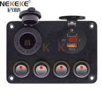 China IP65 Waterproof Aluminum Marine Switch Panel with QC3.0+USB-C Port for Boats and Trucks for sale