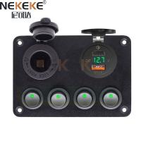 China IP65 Waterproof Aluminum Marine Switch Panel with QC3.0+USB-C Port for Boats and Trucks for sale