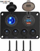 China IP65 Waterproof Aluminum Marine Switch Panel with QC3.0+USB-C Port for Boats and Trucks for sale