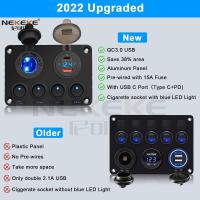 China IP65 Waterproof Aluminum Marine Switch Panel with QC3.0+USB-C Port for Boats and Trucks for sale