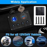 China IP65 Waterproof Aluminum Marine Switch Panel with QC3.0+USB-C Port for Boats and Trucks for sale