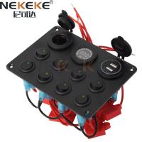 China Marine Switch Panel 8 Gang IP65 Waterproof with Dual USB Charger and Voltmeter Aluminum Construction for sale
