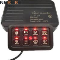 China IP65 Waterproof 8 Gang Marine Switch Panel with 12-24V DC and 1200W Max Output for Circuit Control for sale