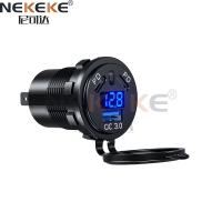 China Dual PD 45W Marine Power Socket with QC 3.0 Charging Ports and LED Voltmeter for Cars and Boats for sale
