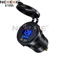 China Dual PD 45W Marine Power Socket with QC 3.0 Charging Ports and LED Voltmeter for Cars and Boats for sale
