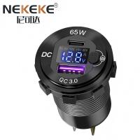 China 65W Usb Charger Socket With Digital Voltmeter And Ammeter For Marine And Vehicle 12V 24V Dc Input for sale