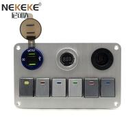 China 6 Gang Marine Switch Panel With Dual QC3.0 USB Charger And Aluminum Alloy Housing For Boats And RVs for sale