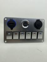 China 6 Gang Marine Switch Panel With Dual QC3.0 USB Charger And Aluminum Alloy Housing For Boats And RVs for sale