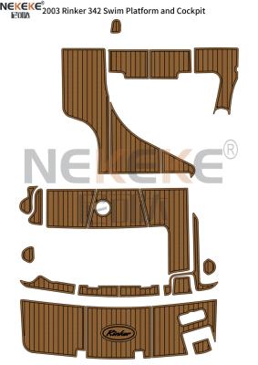 China Self-Adhesive 6mm Thickness Faux Teak Marine EVA Flooring Boat Deck Mat for 2003 Rinker 342 for sale