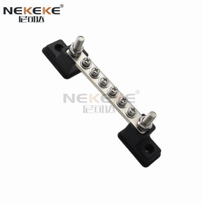 China 6-Position Screw Fixed Single Power Distribution Bus Bar With PC Dustproof Cover - Nickel-plated Copper (RV/Marine/Solar) 100A-150A Capacity for sale