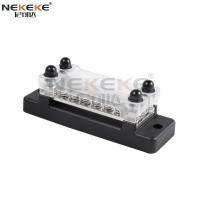 China 6-Position Double Row Solid Bus Bar With PC Cover - Nickel-plated Copper (RV/Marine/Auto) 100A-150A Capacity for sale