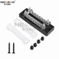 China 6-Position Double Row Solid Bus Bar With PC Cover - Nickel-plated Copper (RV/Marine/Auto) 100A-150A Capacity for sale