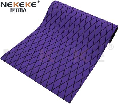 China Self Adhesive EVA Deck Sheet Purple Black Embossed Diamond Anti Slip Waterproof Foam Mat For Boat Gym Pool Garage for sale