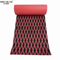 China Self Adhesive EVA Deck Sheet Black Red Embossed Diamond Anti Slip Waterproof Foam Mat for sale