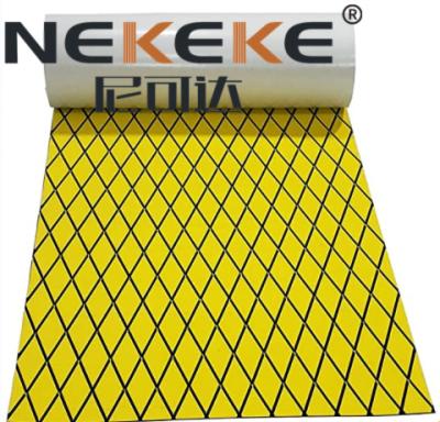 China Self Adhesive EVA Deck Sheet Yellow Black Embossed Diamond Anti Slip Waterproof Foam Mat for sale