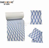 China Self Adhesive EVA Deck Sheet Light Grey Blue Embossed Diamond Anti Slip Waterproof Foam Mat for sale