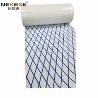 China Self Adhesive EVA Deck Sheet Light Grey Blue Embossed Diamond Anti Slip Waterproof Foam Mat for sale