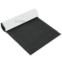 China Self Adhesive Straight Groove EVA Boat Deck Mat Dark Grey Black Stripe Waterproof Anti Slip Marine Flooring for sale