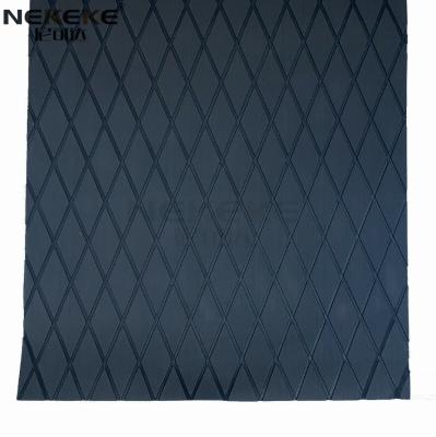 China Self Adhesive EVA Diamond Pattern Deck Mat Dark Grey Black Stripe Waterproof Anti Slip Marine Flooring for sale