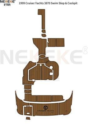 China 1999 Cruiser Yachts 3870 Express Swim Platform Cockpit EVA Faux Teak Deck Mat Marine Flooring Pad for sale