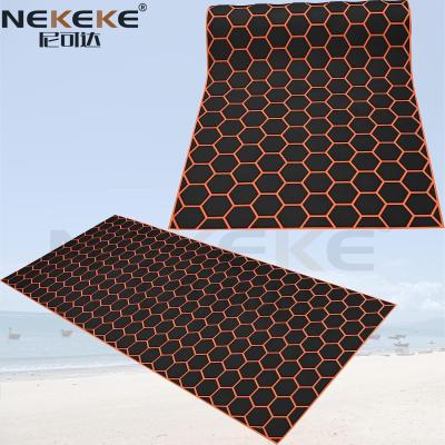 China Self Adhesive CNC EVA Deck Sheet Black Orange Honeycomb Pattern for sale