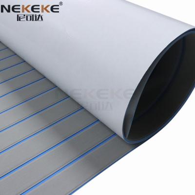 China Self Adhesive EVA Deck Sheet Dark Grey Blue Stripe Pattern for sale