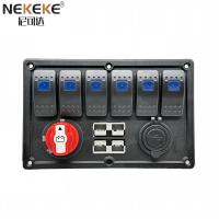 China 6 Gang Rocker Switch Panel With Dual USB And Anderson Connectors And Battery Switch for sale