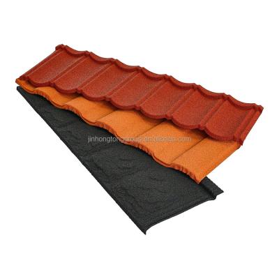 China Modern Design Style Color Stone Chip Coated Metal Roofing Tiles 1340*420*0.4mm for Weather-resistant Roofing for sale