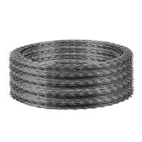 China 7.5cm-15cm Barb Distance Stainless Steel Barbed Wire Coil for Highway Isolation Protection BTO10 BTO22 BTO30 CBT60 CBT65 for sale