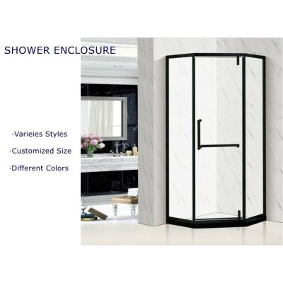 China 80X80 Black Small Square Glass Shower Enclosures Cabin for Home Flat Polished Edge Work for sale