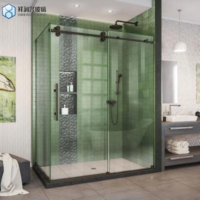 China Outdoors Customization 6mm Luxury Unit Large Corner Stalls Full Frame Sliding Shower Door for sale