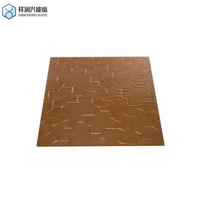 China Glass Shinerising Flat Standard GB15763.2-2005 Brown Embossed Glass for Decoration for sale