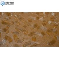 China Brown Embossed Glass Highball Glass with Creative Gold Rim and Engraved Flower Pattern for sale