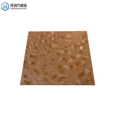 China Float Glass Clear Figured Pattern Chinchilla Karatachi Brown Embossed Glass for Building for sale