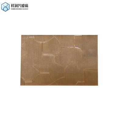 China Building 3mm Clear Figured Brown Patterned Glass with Rain/Diamond/Water Acid Etched Pattern Glass for sale