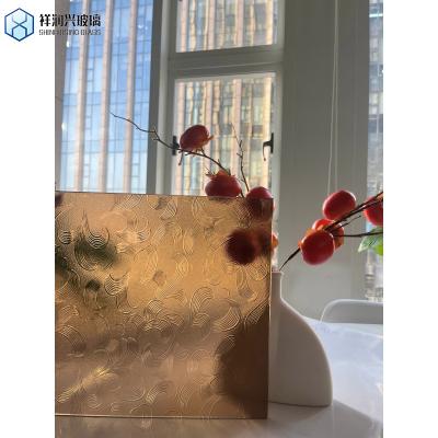 China 3-6mm Bronze May Flower Figures Rain Dots Pattern Style Glass with 8 Mohs Hardness for sale