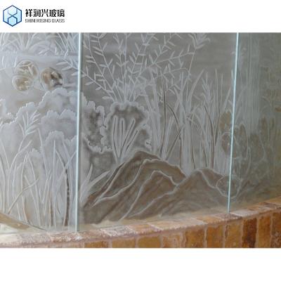 China Tempered Pattern Glass Shower Door with Bronze Karatachi Design and Patterned Sheets for sale