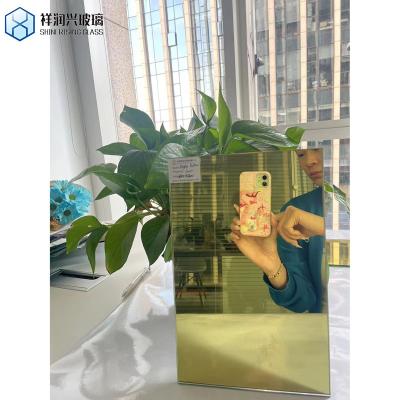 China 5mm Champagne Gold Rose Grey Colored Glass Mirror Tiles for Decorative Wall Float Glass for sale