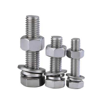 China DIN Standard Hex Bolt with Spring Washer and Nut M10x30 High Tensile Steel for sale
