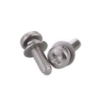 China Pan head cross slot attached washers combination screws for sale
