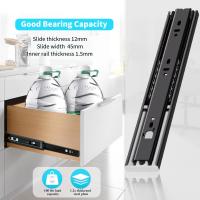 China Stainless Steel Undermount Drawer Slide 45mm Width 12mm Thickness Heavy Duty Soft Closing 10-24 inch for sale