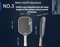 China 16mm Thickness PP Core Black Pickleball Paddle featuring Racing Carbon Fiber Surface for sale