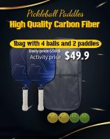 China 418*190*16mm Carbon Fiber Pickleball Paddle Set 2024 Arc Top Shape with Bag and Balls for sale