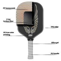 China 16MM USAPA Approved PP Honeycomb Core Thermoformed T700 Carbon Fiber Pickleball Paddle for sale