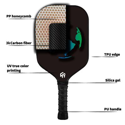 China 16mm Thick PP Honeycomb Core Carbon Fiber Pickleball Racket with Weight of 230g±10g for sale