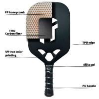 China 41.7cm Length PP Honeycomb Core Pickleball Paddle High Friction and T700 Carbon Fiber for sale