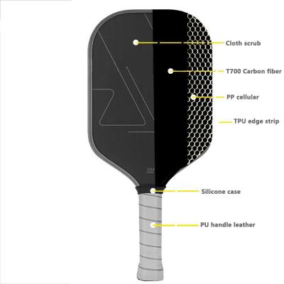 China 14mm Handle Length T700 Fabric Fiber Frosted Pickleball Paddle with High Rebound Core for sale