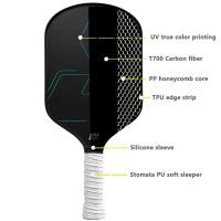 China PP Honeycomb Core Black T700 Carbon Fiber Pickleball Paddle For Adults 16mm Thickness for sale
