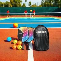 China 2 Paddle 4 Balls 1 Bag Fiberglass Pickleball Paddle Set 10mmPP Honeycomb Core Length cm 40 for sale
