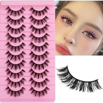 China Cat Eye Full Strip Lashes 3d Faux Mink Lashes Synthetic Hair Spikes Eyelash Strip Lashes Wet for sale
